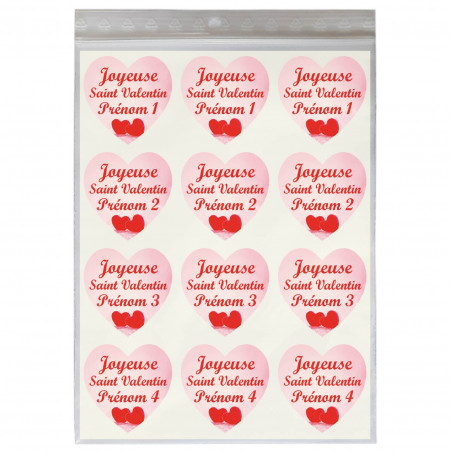 Étiquettes JOYEUSE SAINT VALENTIN personnalisables avec 4 prénoms - En ...